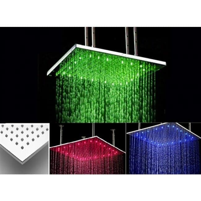The 24 Inch Ceiling Mount Multi-Color LED Square Shower Head By Juno ...